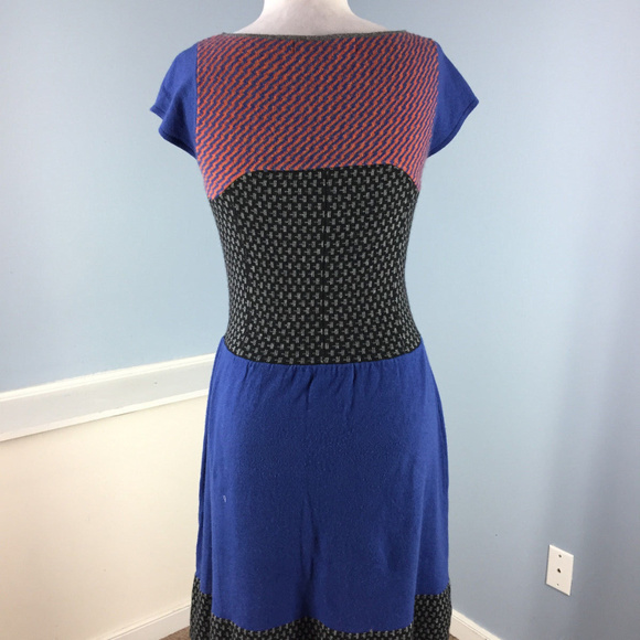 Anthropologie | Dresses | Sparrow Anthro Dress S Blue Orange Colorblock ...